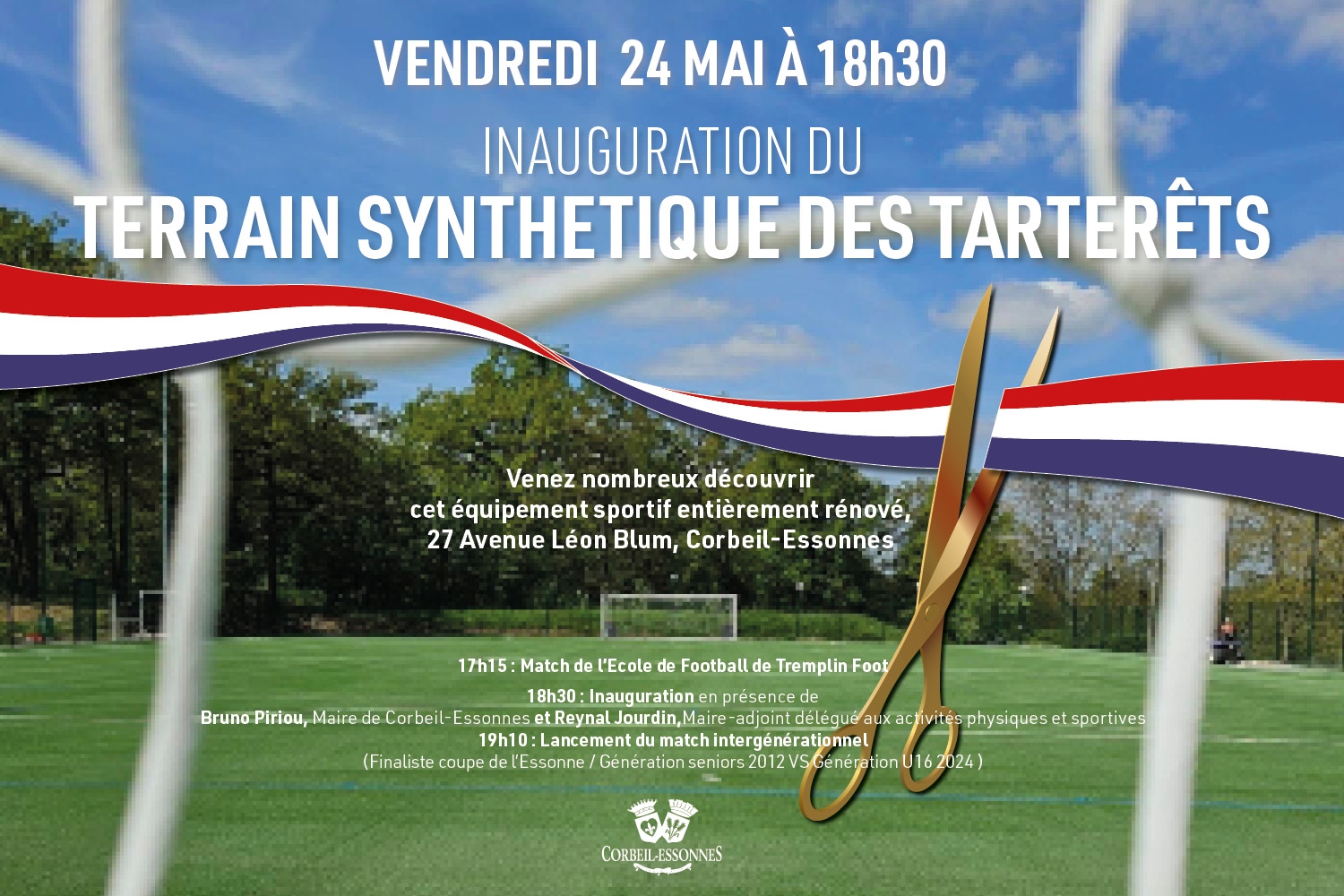Inauguration du terrain synthétique des Tarterêts vendredi 24 mai 18h30 – Corbeil-Essonnes