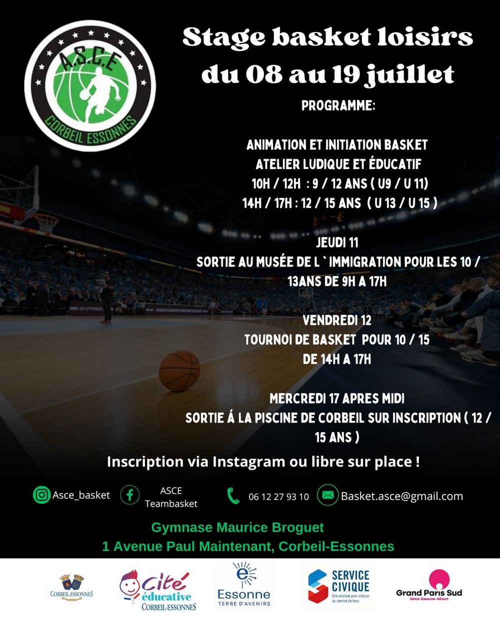 Stage de basket avec l’ASCE team Basket de Corbeil-Essonnes été 2024 ...